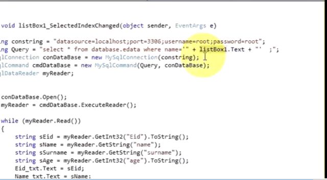 Database Value In Textbox If Selected In Listbox In Windows Forms